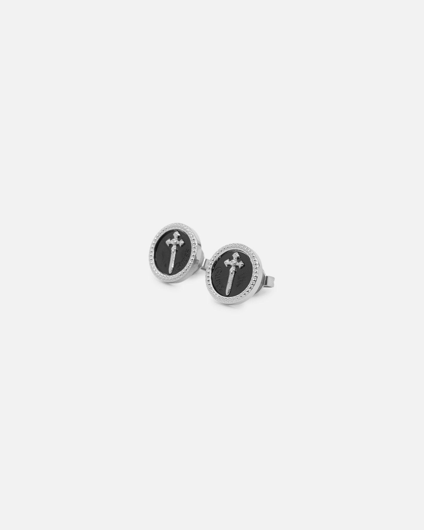 Guess Silver Tone 12mm South Alameda Dagger Coin Studs - Stonex Jewellers