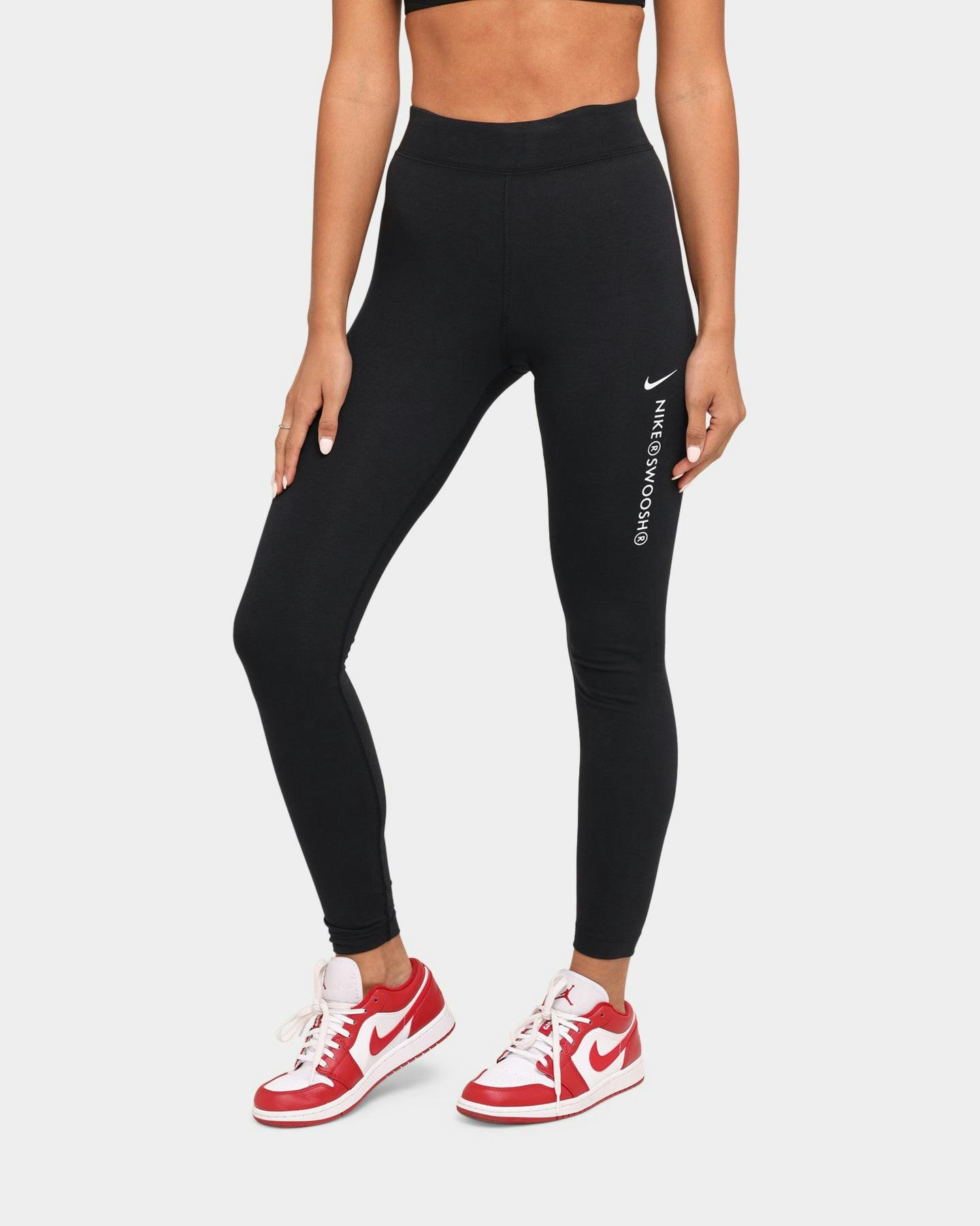 Nike Nike Sportswear Swoosh High Rise Leggings Black White Culture